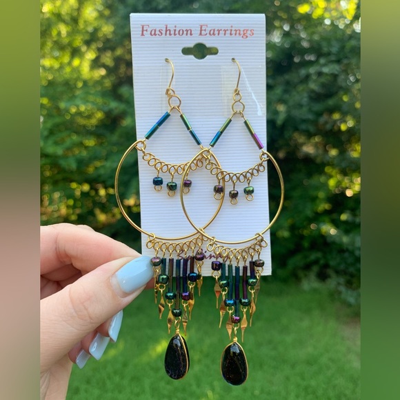 Hand Crafted | Jewelry | Nwt Handmade Beaded Fringe Dangle Earrings ...